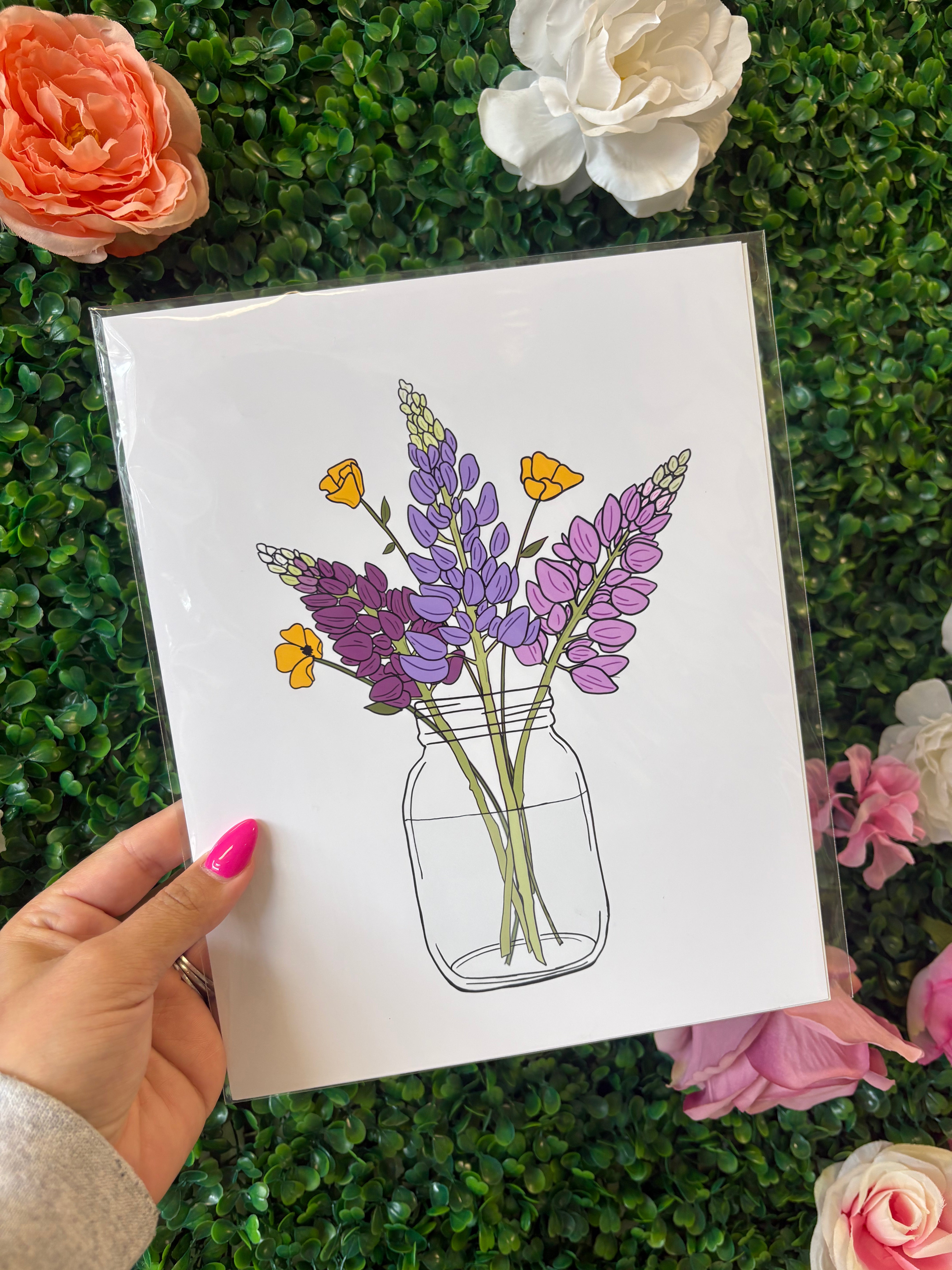 “Lupins With Yellow Flowers In A Jar" 8x10 Print – SaltwaterDesigns NL